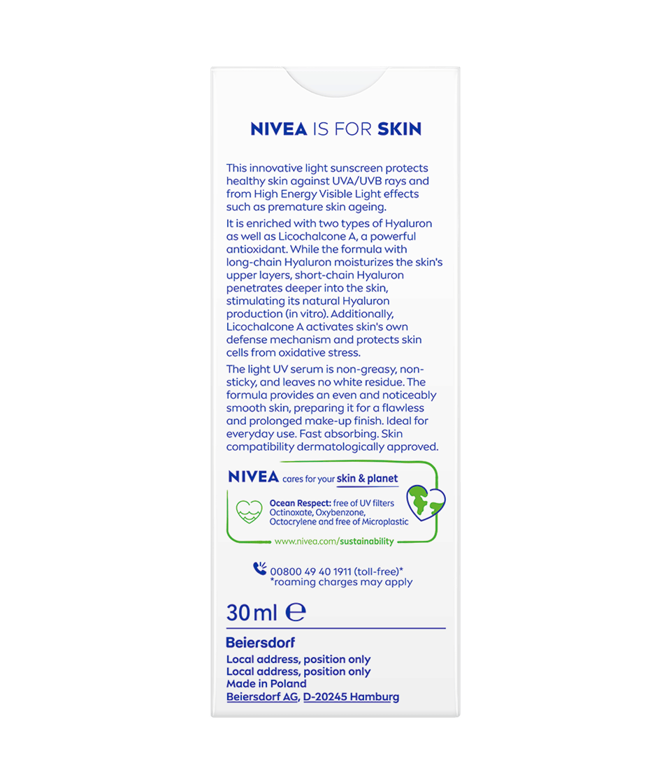 2în1 Primer NIVEA SUN Daily UV SPF 50+ | Piele netedă |30ml