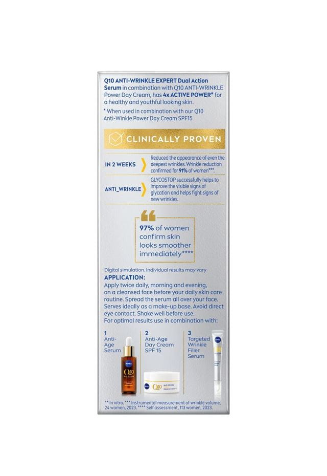 Q10 Anti-Wrinkle Dual Action Serum I Wrinkle Filler I NIVEA