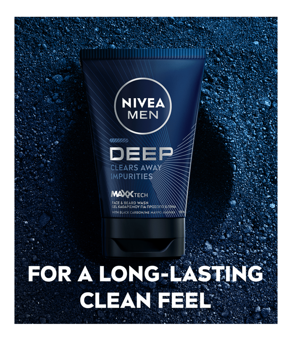 100ml Deep Face & Beard Wash – Black Carbon – NIVEA MEN