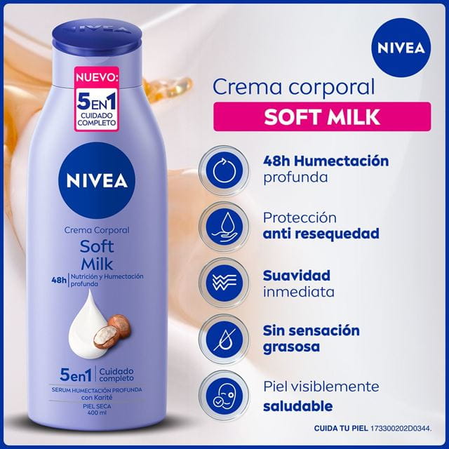 Crema Corporal Body Soft Milk de 400 ML | NIVEA