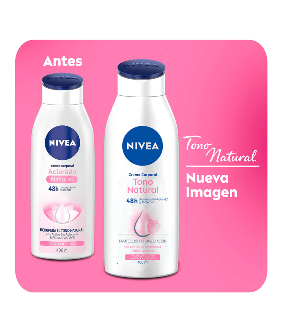 Crema Corporal Aclarante Tono Natural con Filtros UV 400 ml - NIVEA®