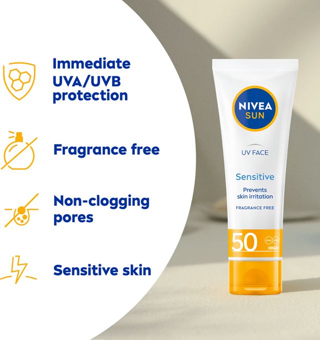NIVEA Sun UV Face Sensitive Cream SPF50 50ml - NIVEA India