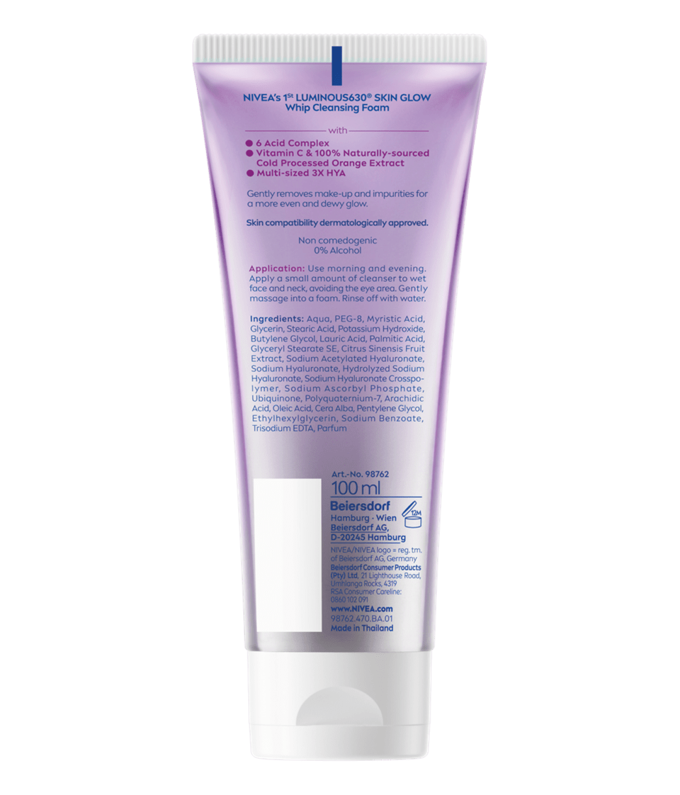 NIVEA NEW LUMINOUS 630 SKIN GLOW WHIP CLEANSING FOAM