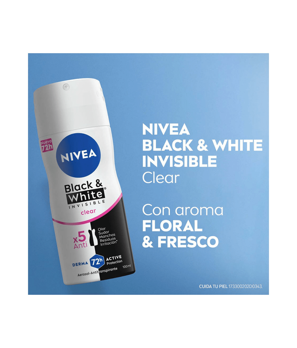 Antitranspirante Black & White Invisible 100ml - NIVEA MEN®