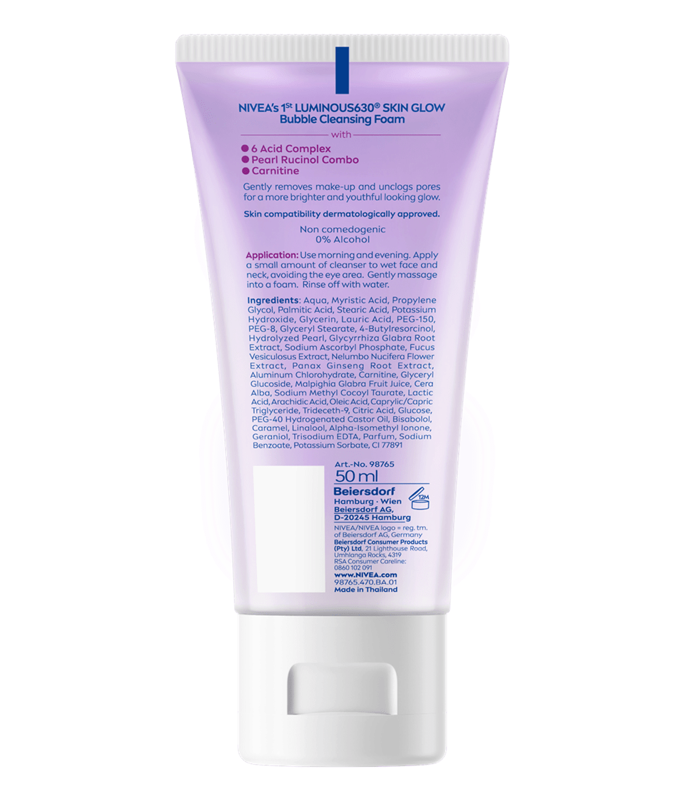 NIVEA NEW LUMINOUS 630 SKIN GLOW BUBBLE CLEANSING FOAM