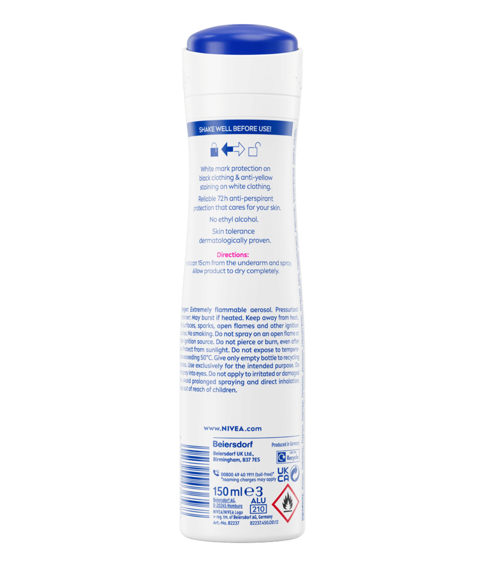 82237 Black & White Original 72h Anti-Perspirant Deodorant Spray - NIVEA
