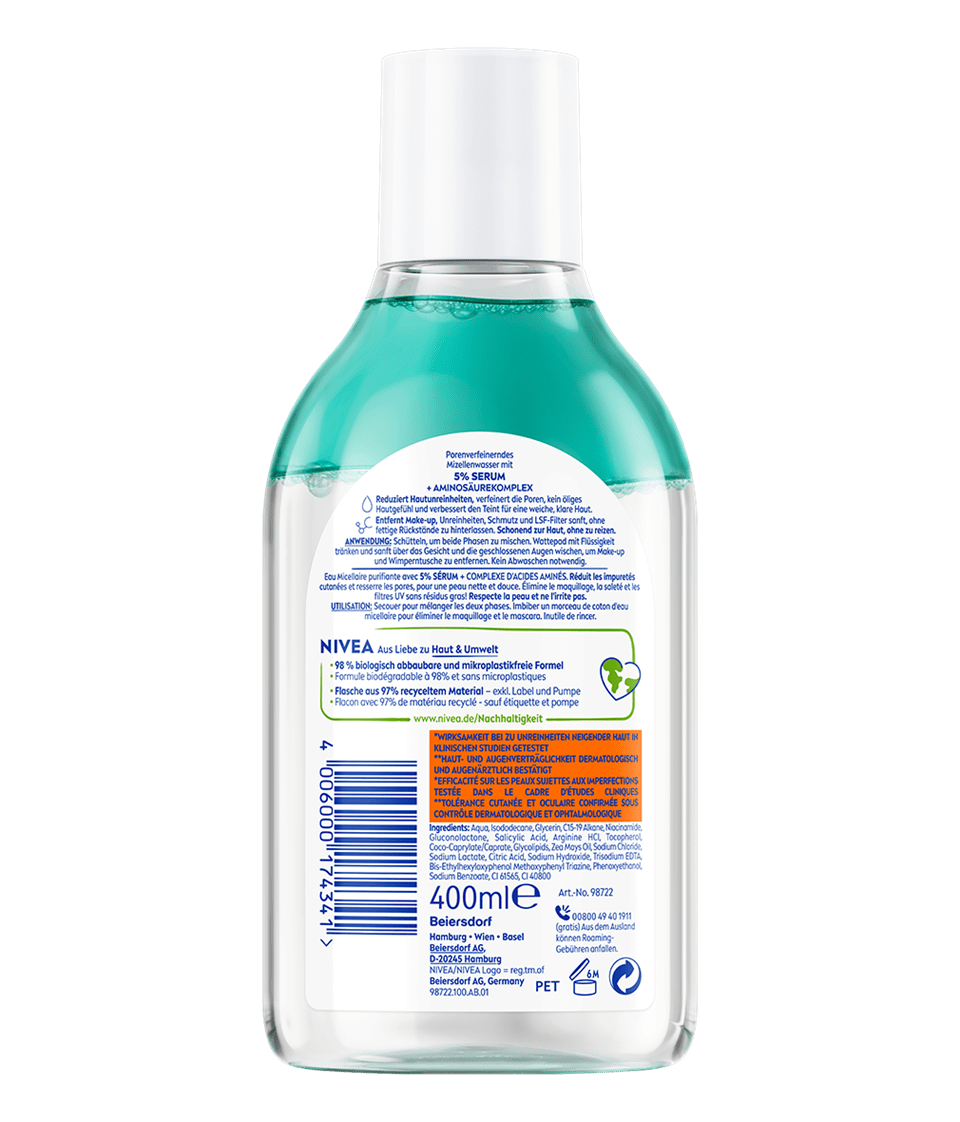 NIVEA Derma Skin Clear Mizellenwasser - 400ml