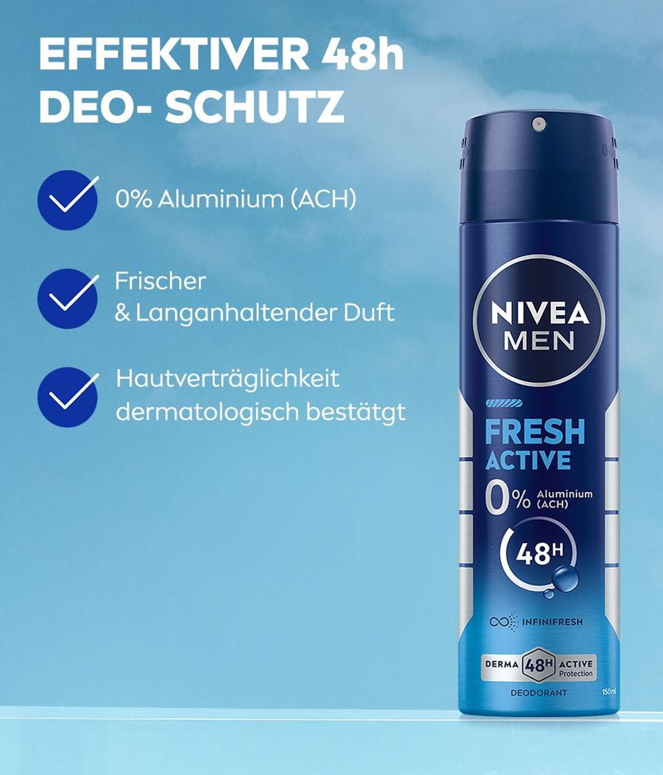 150ml Fresh Active Deo - Langanhaltende Frische - NIVEA MEN